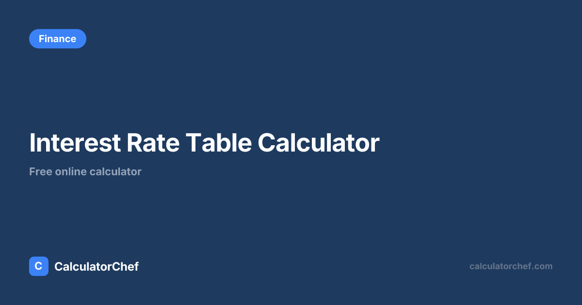 Interest Rate Table Calculator — FVIF, PVIF, FVIFA, PVIFA ...